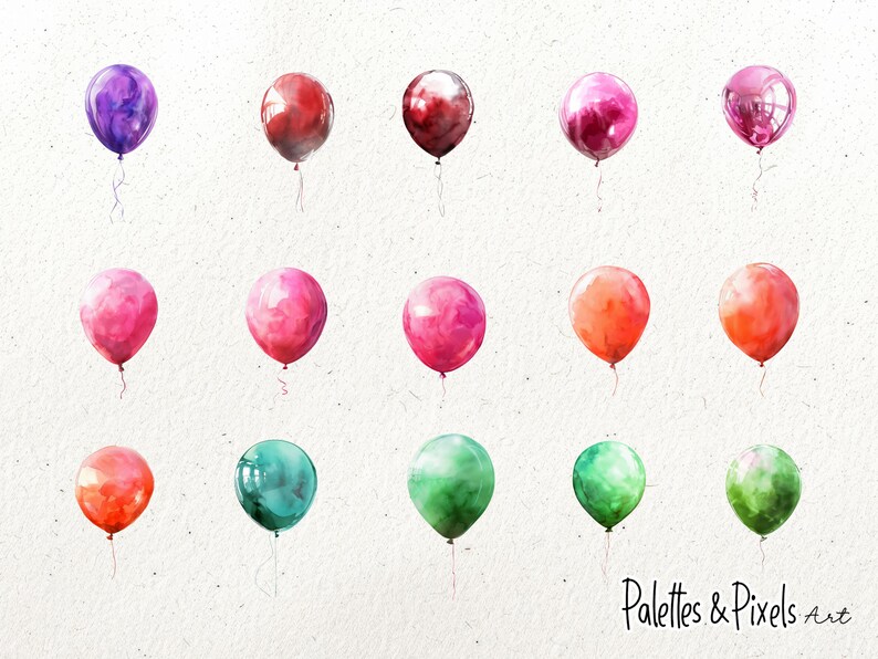 Balloons Clipart Bundle, Digital Download Commerical Use Art, PNG Clip ...
