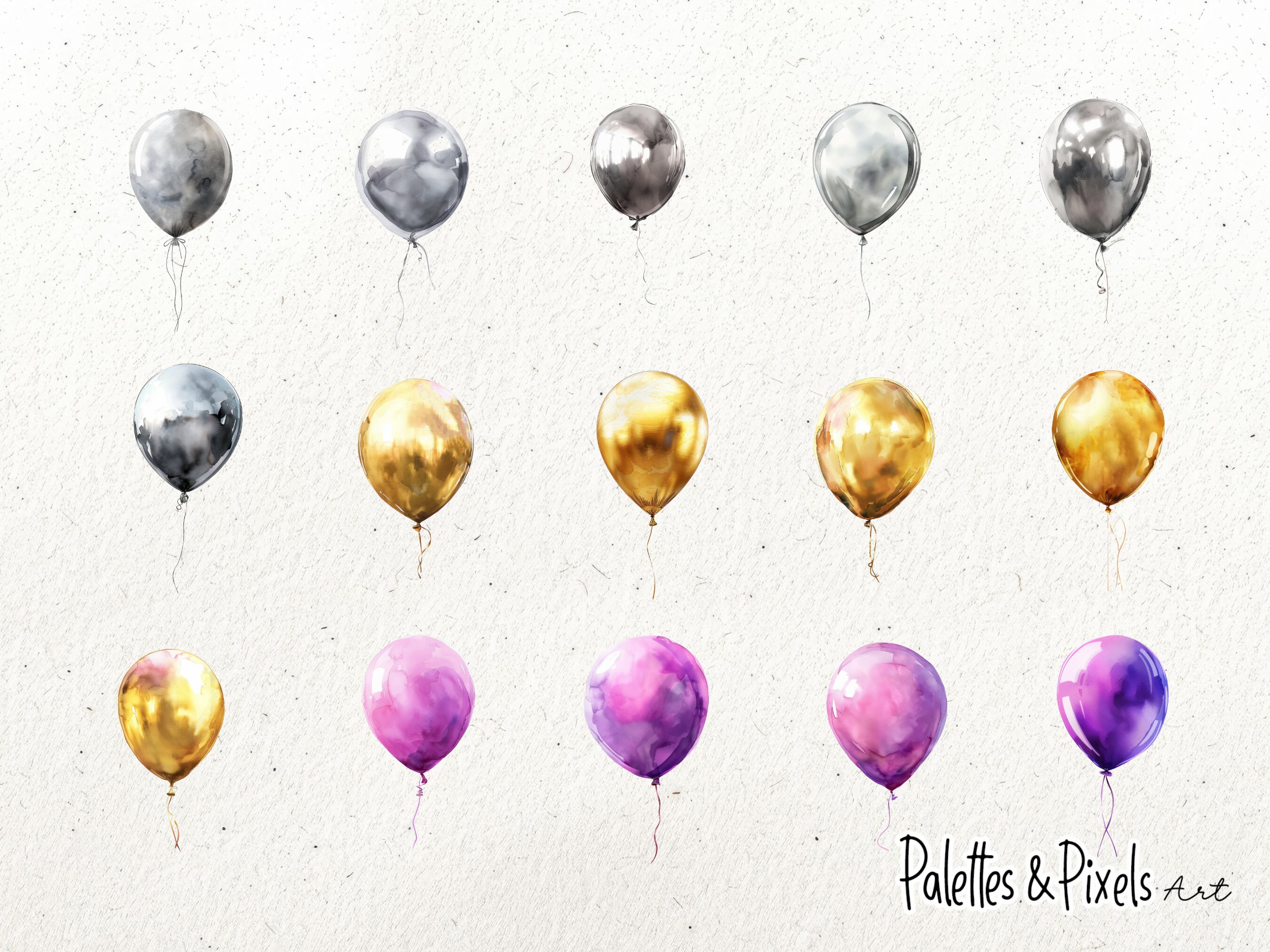 Balloons Clipart Bundle, Digital Download Commerical Use Art, PNG Clip ...