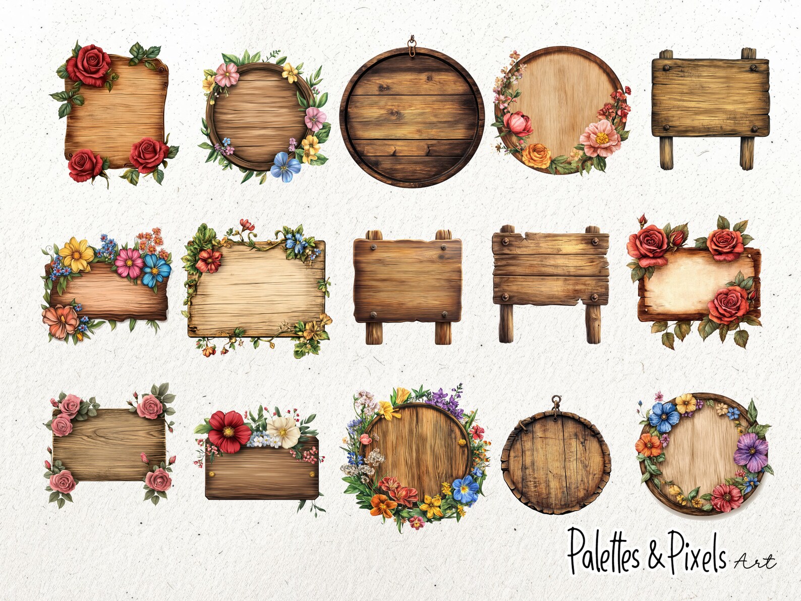 Rustic Farmhouse Blank Wooden Sign Clipart Bundle, Digital Download ...