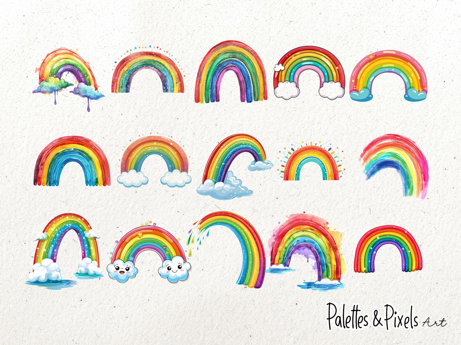 Rainbows Clipart Bundle, Digital Download Commerical Use Art, PNG Clip ...
