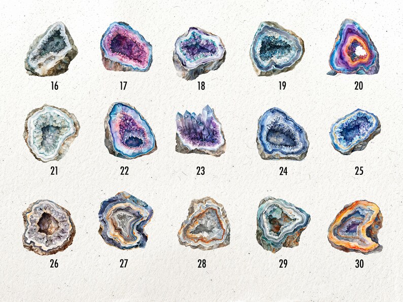 Geode Clipart Bundle, Digital Download Commerical Use Art, Gems and ...