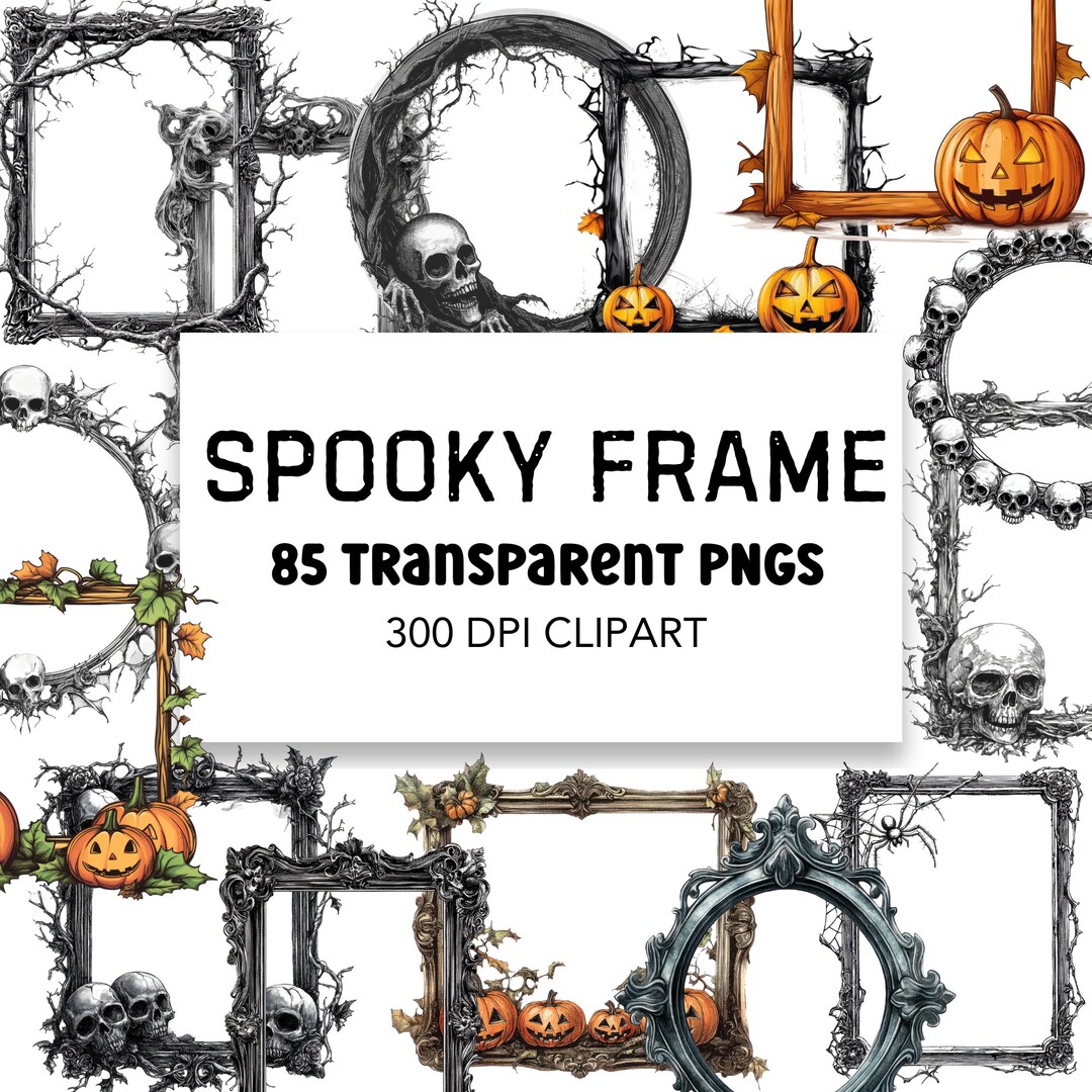 Spooky Halloween Frame Clipart Pack, Digital Download Commerical Use ...