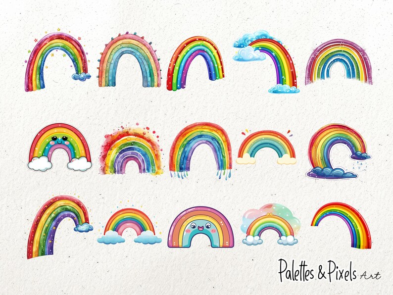 Rainbows Clipart Bundle, Digital Download Commerical Use Art, PNG Clip ...