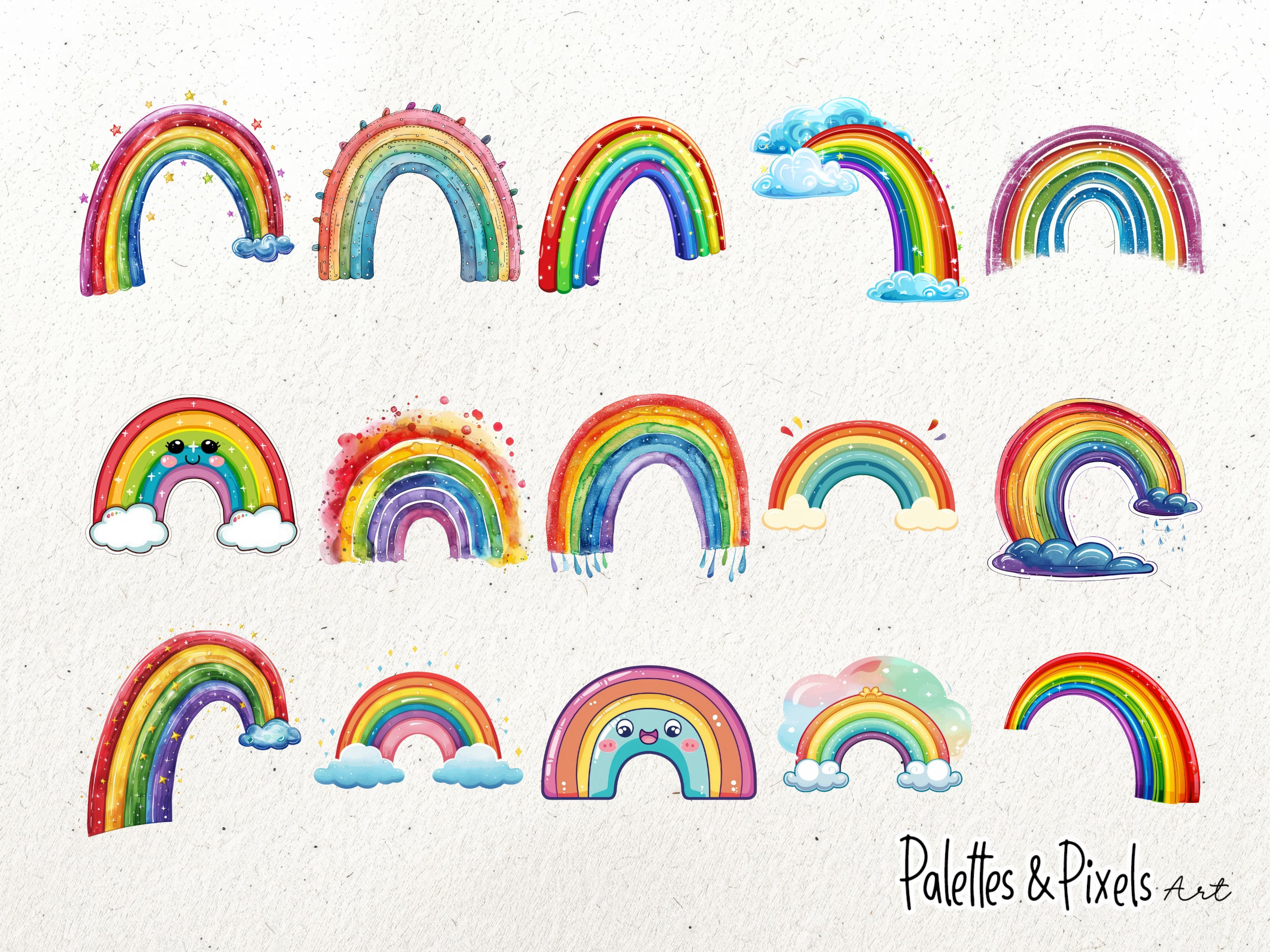 Rainbows Clipart Bundle, Digital Download Commerical Use Art, PNG Clip ...