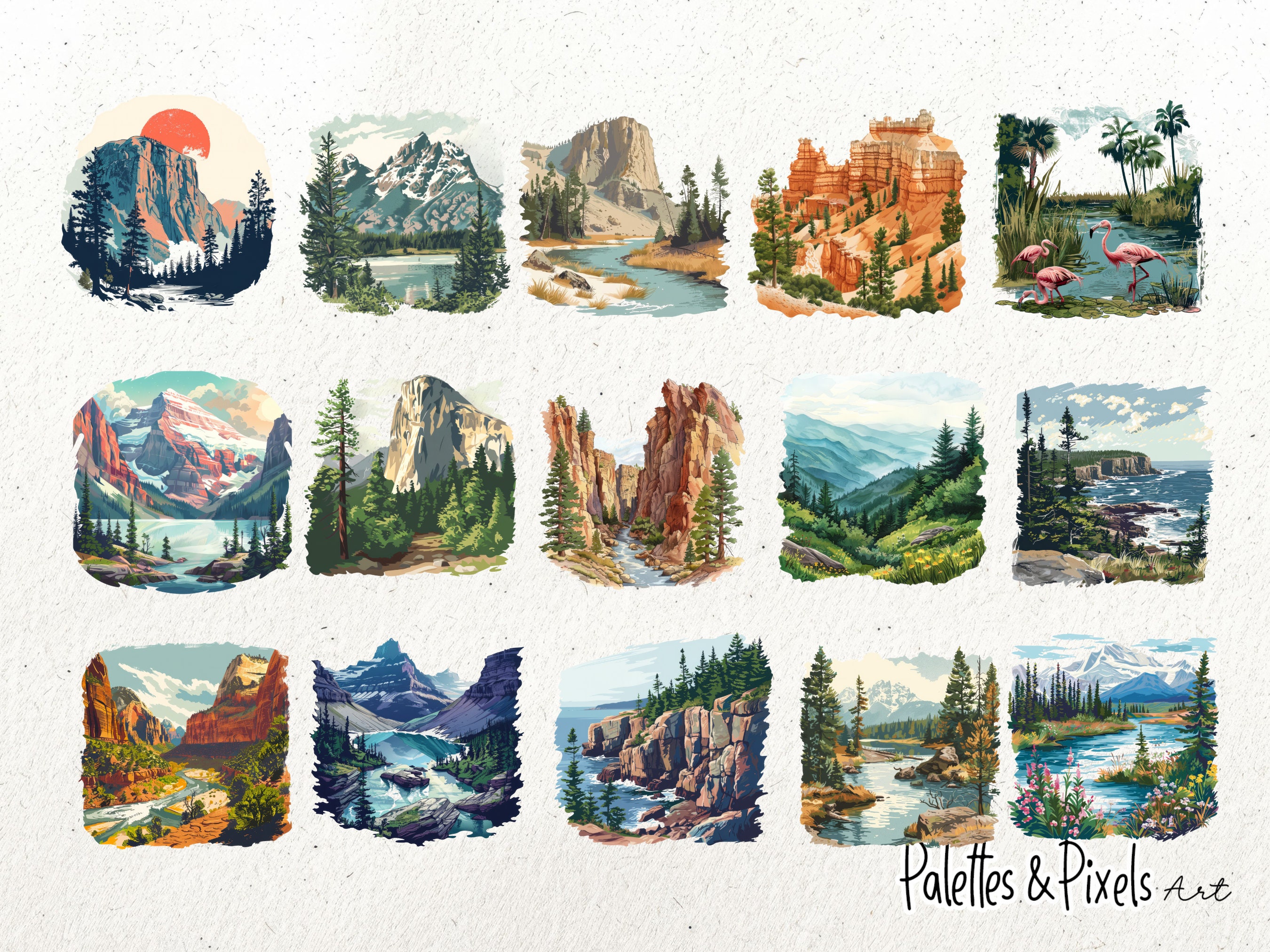 National Park Clipart Bundle, Digital Download Commerical Use Art, PNG ...