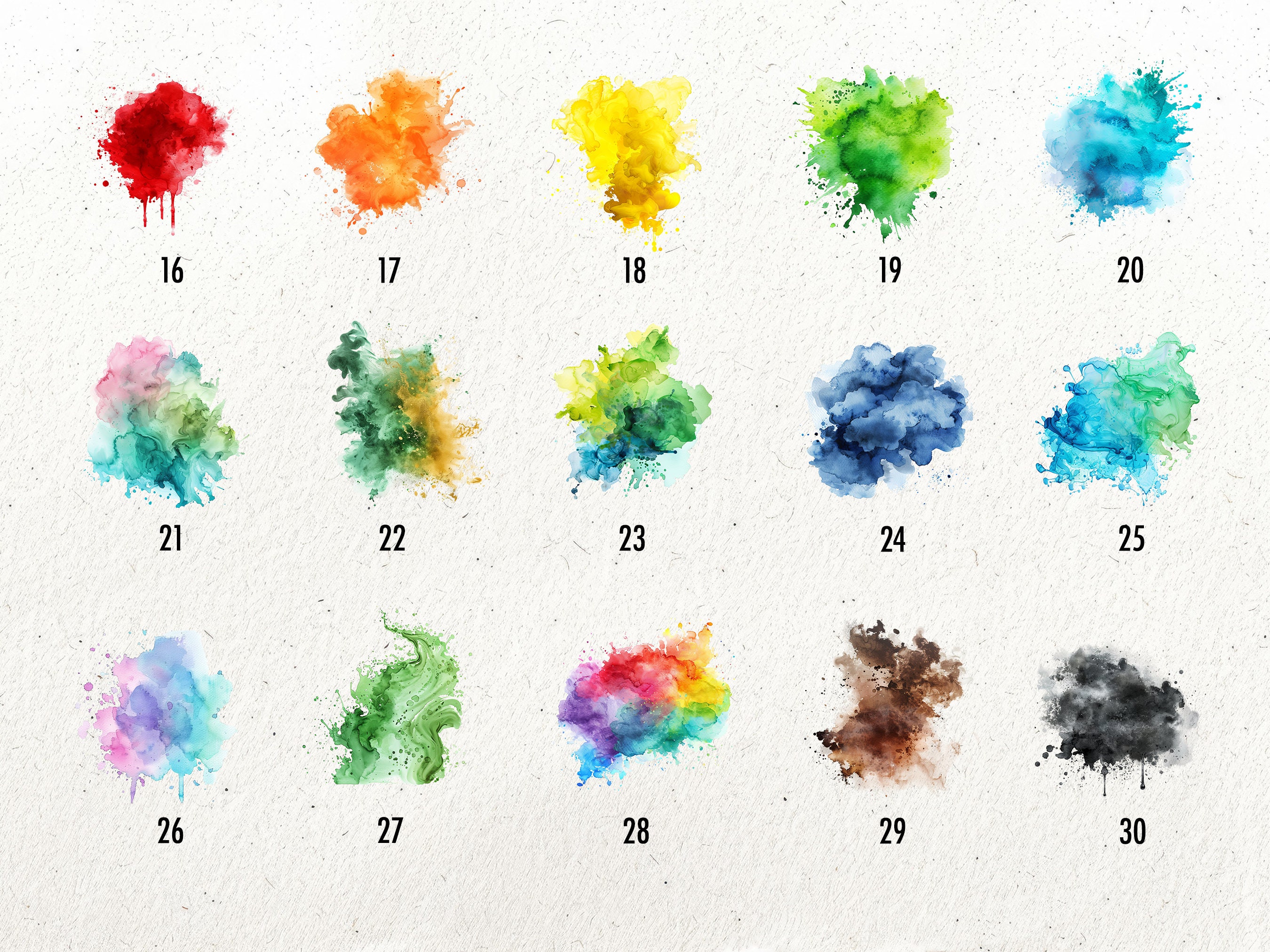 Watercolor Splash Clipart, Paint Splatter Ink Graphics PNG Commerical ...