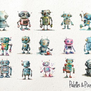 Robot Clipart Bundle, Digital Download Commerical Use Art, PNG Clip Art ...