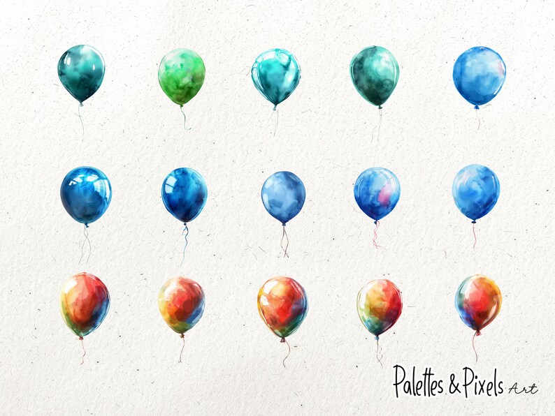 Balloons Clipart Bundle, Digital Download Commerical Use Art, PNG Clip ...