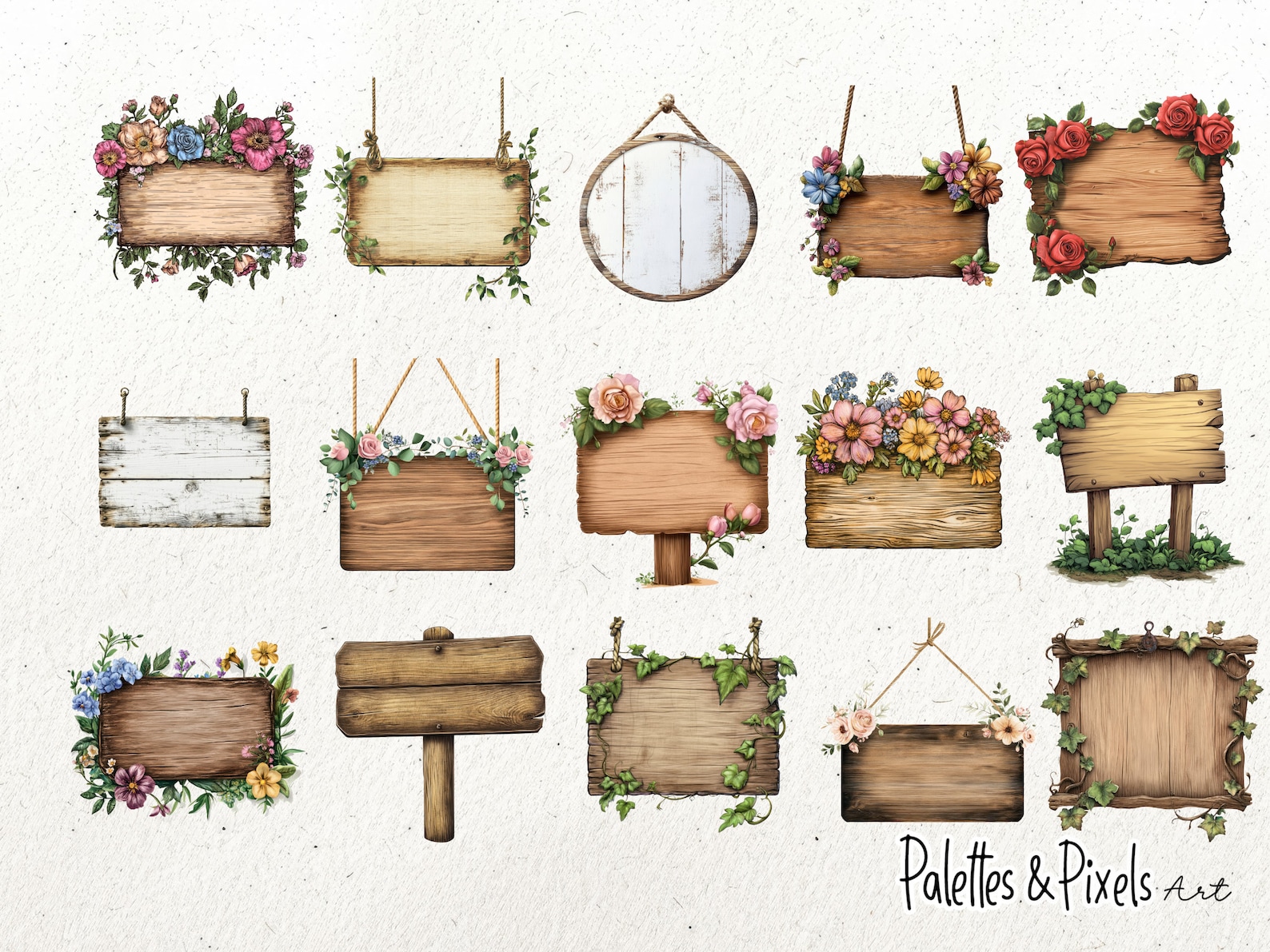 Rustic Farmhouse Blank Wooden Sign Clipart Bundle, Digital Download ...