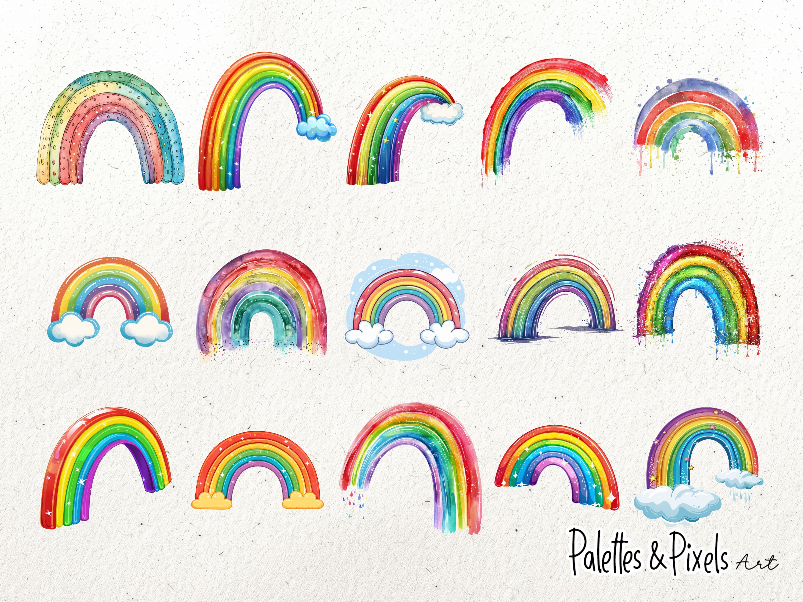 Rainbows Clipart Bundle, Digital Download Commerical Use Art, PNG Clip ...