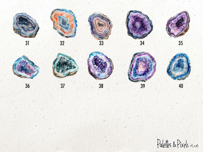 Geode Clipart Bundle, Digital Download Commerical Use Art, Gems and ...