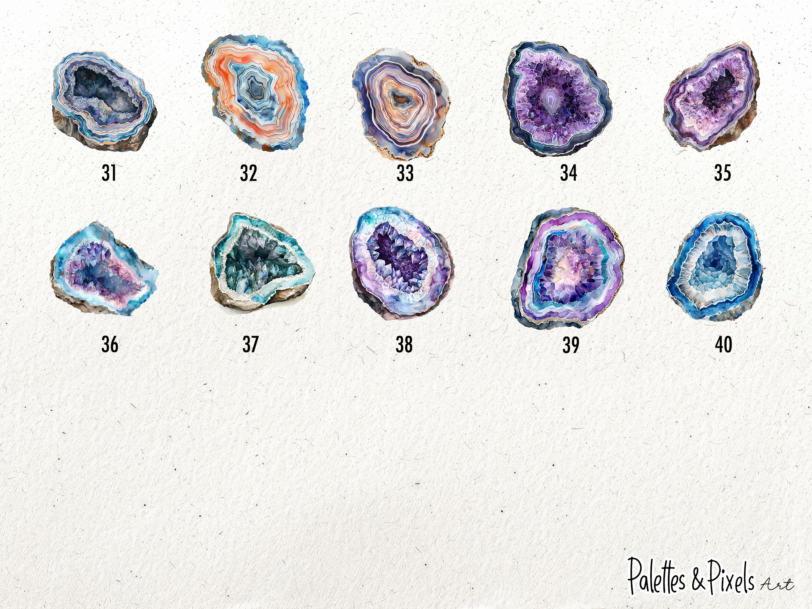 Geode Clipart Bundle, Digital Download Commerical Use Art, Gems and ...