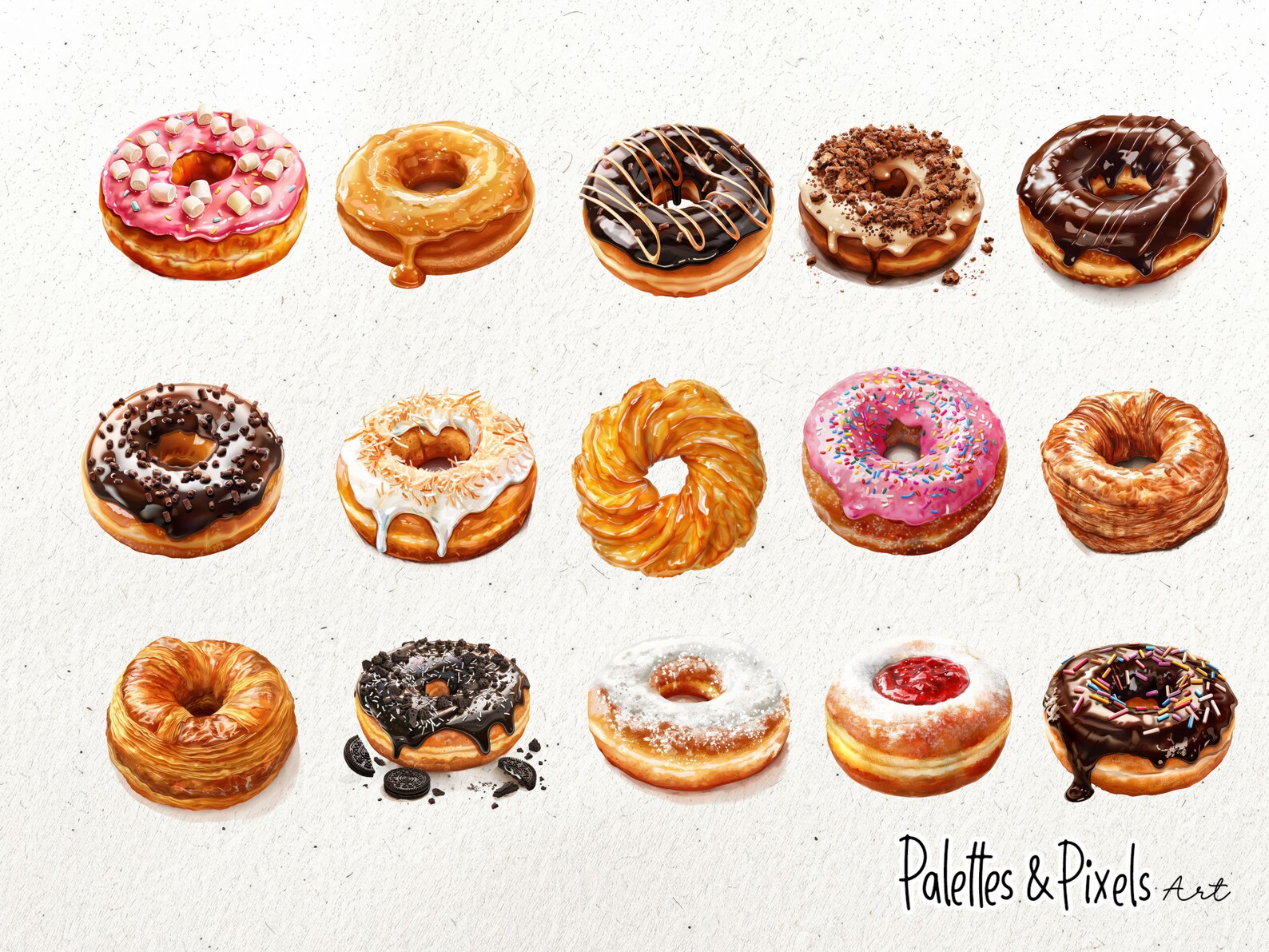 Donuts Doughnuts Sweet Treat Clipart Pack, Commerical Png's Illustrated ...