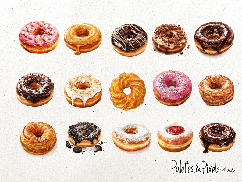 Donuts Doughnuts Sweet Treat Clipart Pack, Commerical Png's Illustrated ...