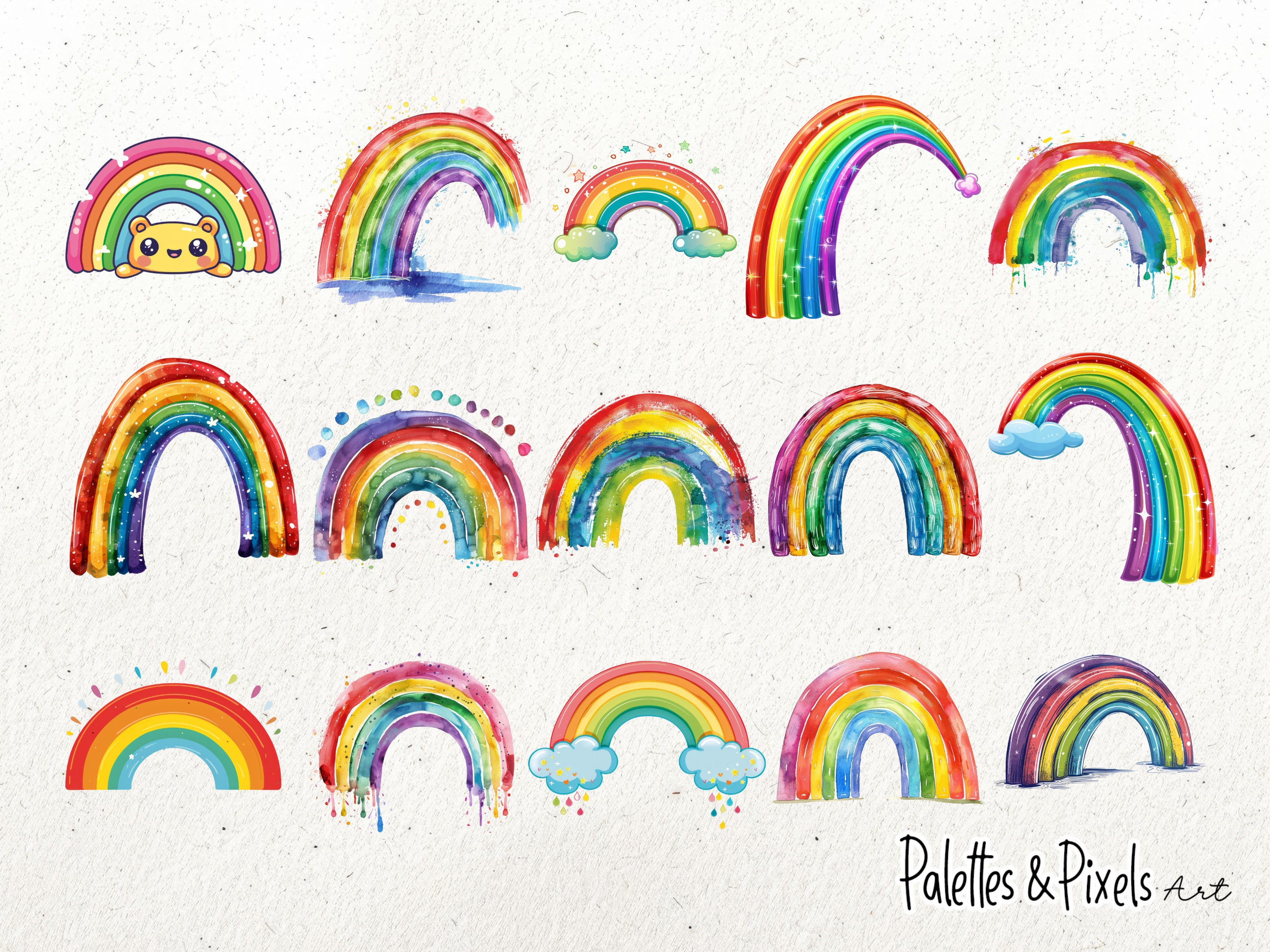 Rainbows Clipart Bundle, Digital Download Commerical Use Art, PNG Clip ...