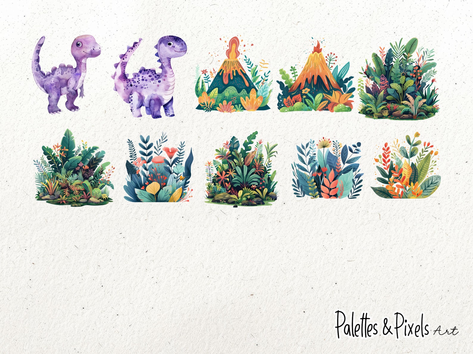 Cute Dinosaur Clipart Bundle, Digital Download Commerical Use Art, PNG ...