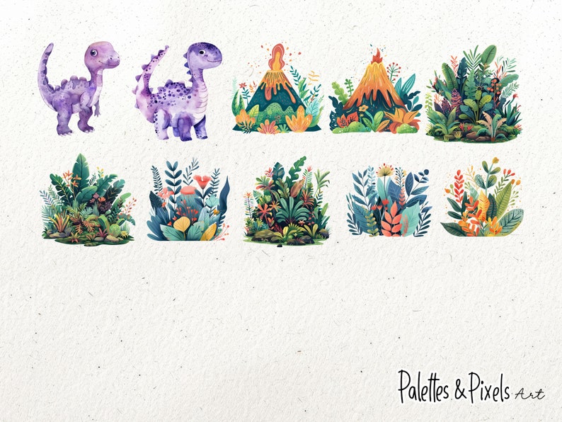 Cute Dinosaur Clipart Bundle, Digital Download Commerical Use Art, PNG ...