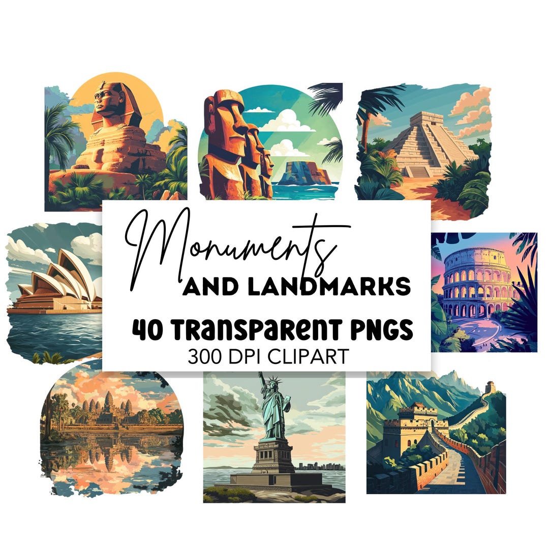 World Monuments and Landmark Clipart Bundle, Digital Download Kistchy ...
