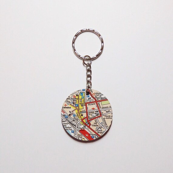 Circle Map Keyring Choose your Location | Etsy