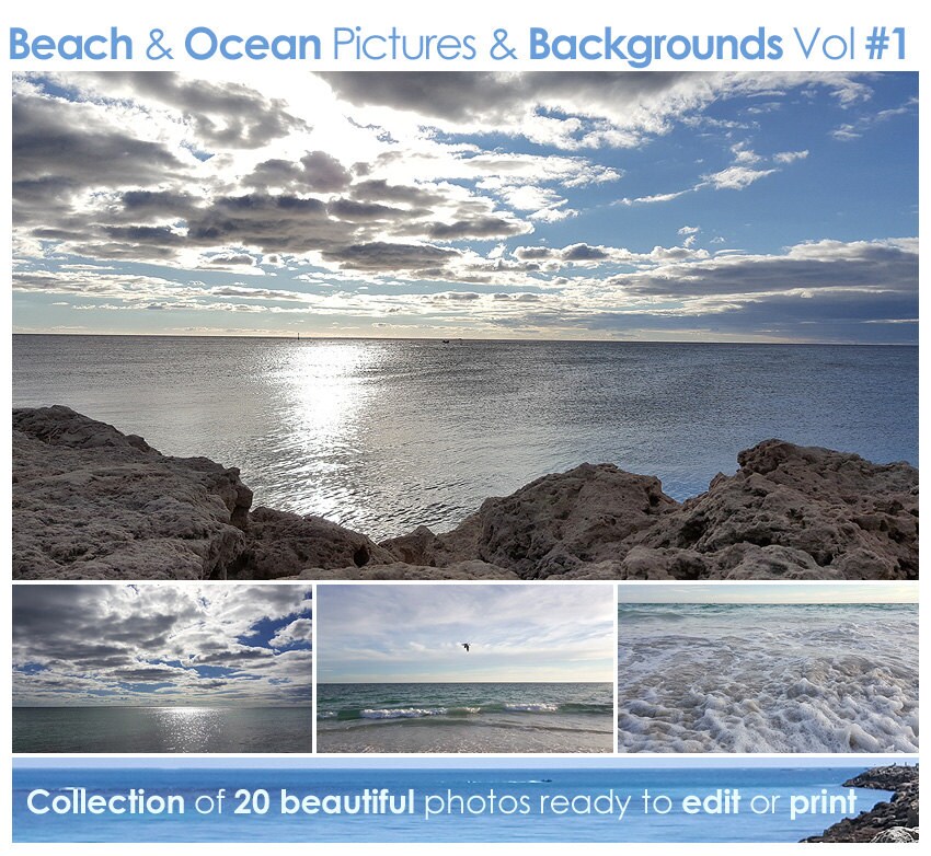 Beach and Ocean Photos Vol 1, Digital Beach Landscape Photographs ...