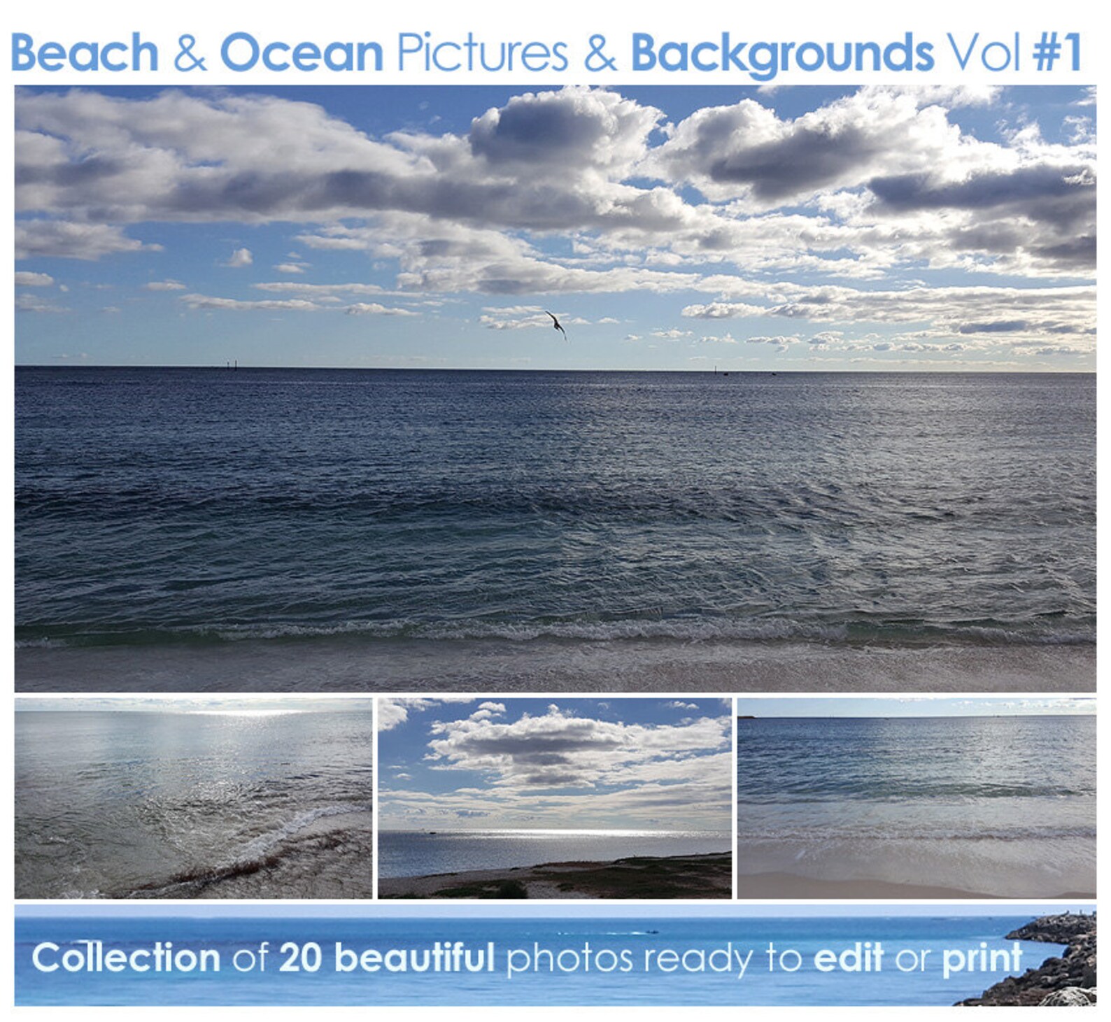 Beach and Ocean Photos Vol 1, Digital Beach Landscape Photographs ...