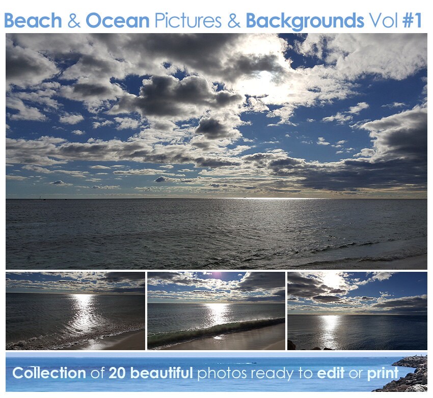 Beach and Ocean Photos Vol 1, Digital Beach Landscape Photographs ...
