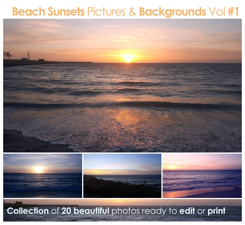 Sunsets Photos Vol 1 digital ocean sunset photographs sunset | Etsy