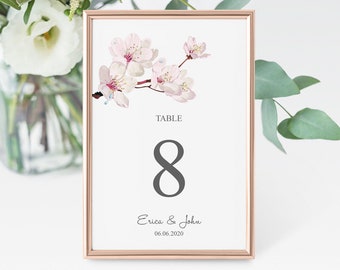 Spring Wedding Table Numbers Template cherry | Etsy