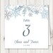Winter Wedding Table Numbers Template "snowflakes", Silver & Blue. DIY ...