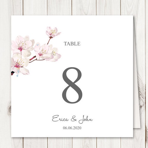Spring Wedding Table Numbers Template cherry - Etsy