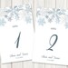 Winter Wedding Table Numbers Template snowflakes, Silver & Blue. DIY ...