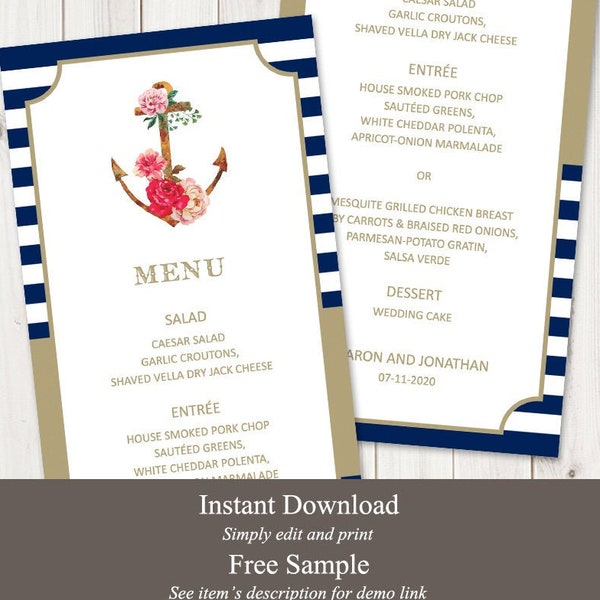 Nautical Menu - Etsy
