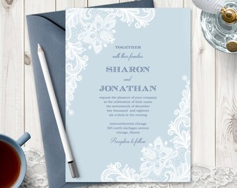 Wedding Invitation Printable Template Vintage Lace | Etsy