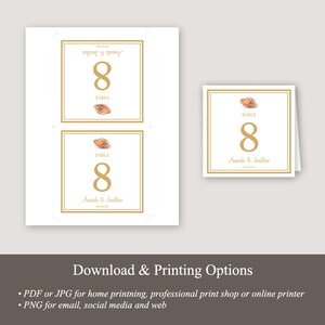 Destination Wedding Table Numbers Printable Template seashell Songs ...