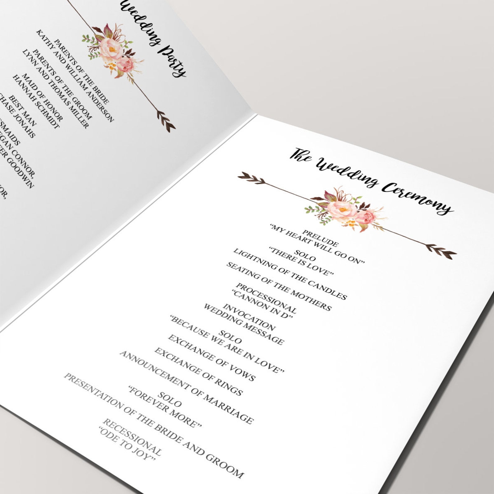 Boho Wedding Program Template bohemian Love. DIY | Etsy