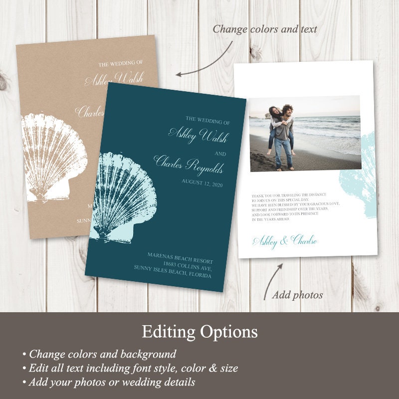 Destination Wedding Program Template seaside | Etsy