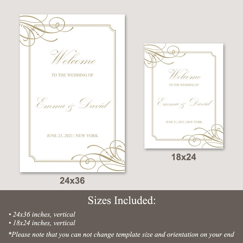 Welcome Poster Template classy Luxe Old Gold. DIY - Etsy