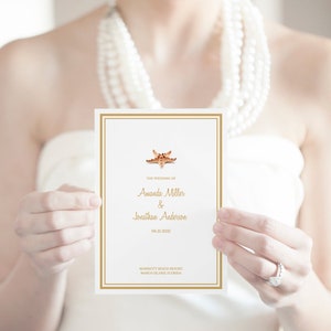 Beach Wedding Program Template "seashell Songs", Gold. DIY Printable ...