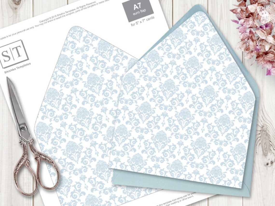 Wedding Envelope Liner Printable Template DIY Liners Floral | Etsy