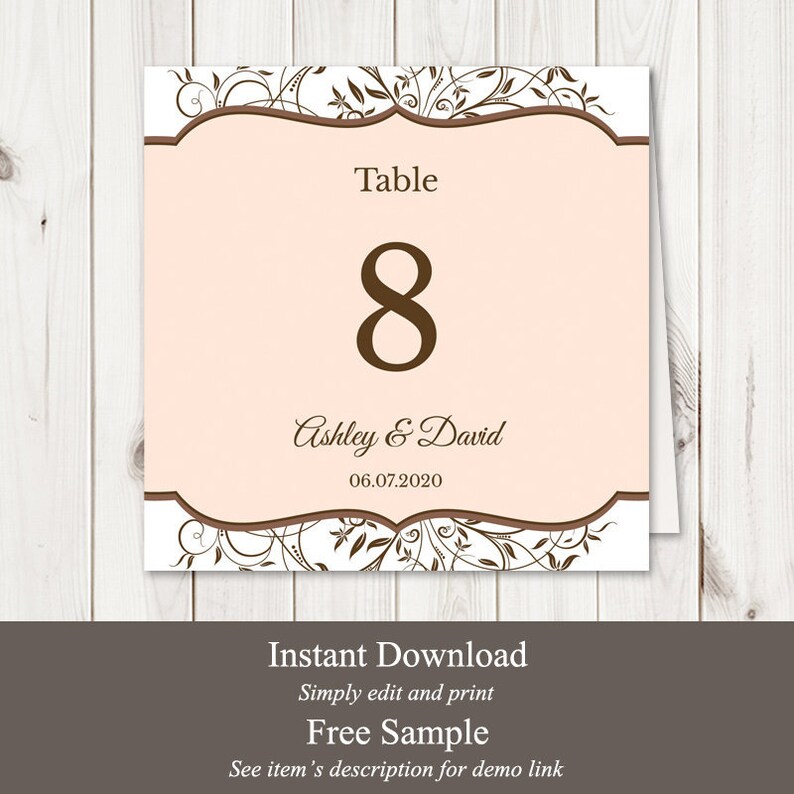 Wedding Table Numbers Printable Template spring - Etsy