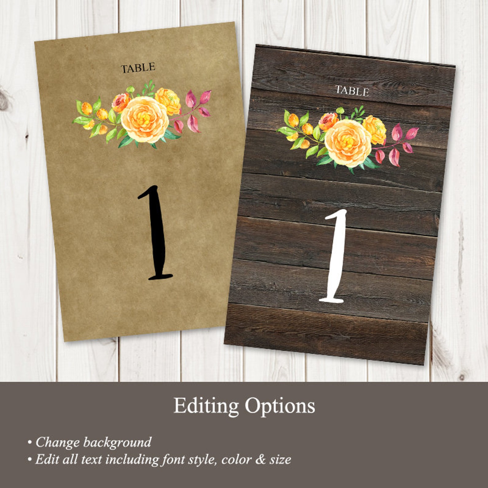 Watercolor Wedding Table Numbers Template summer - Etsy