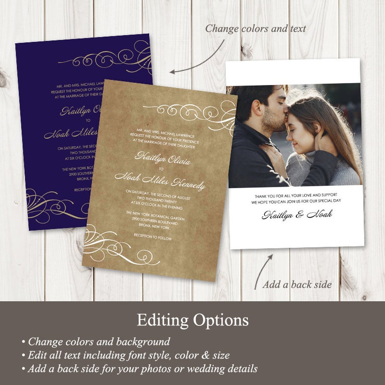 Wedding Invitation Template tender Twirls With - Etsy