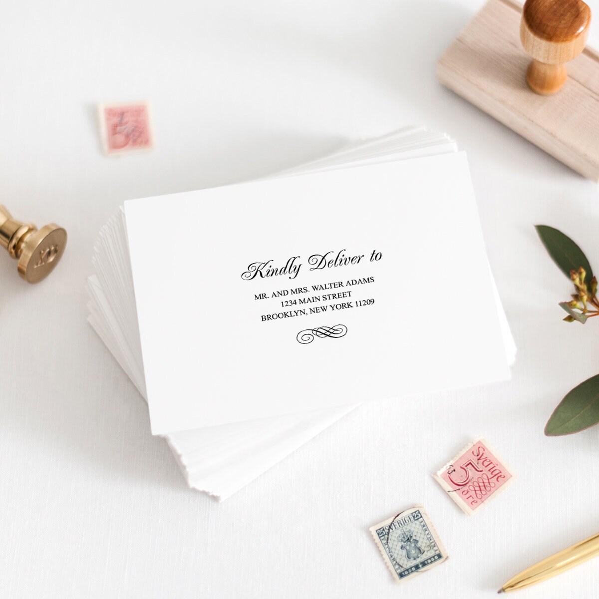 Wedding Envelope Template Simple Ornament Black. DIY | Etsy