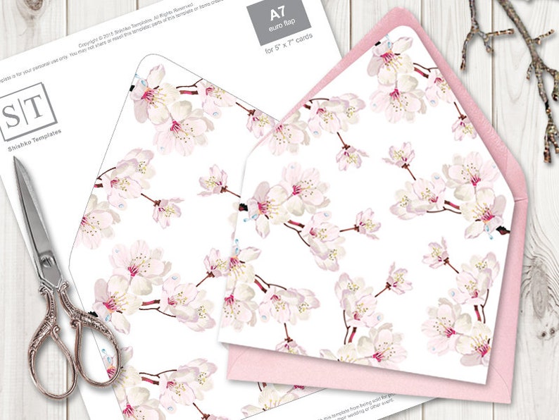 Wedding Envelope Liner Printable Template DIY Liners Cherry - Etsy