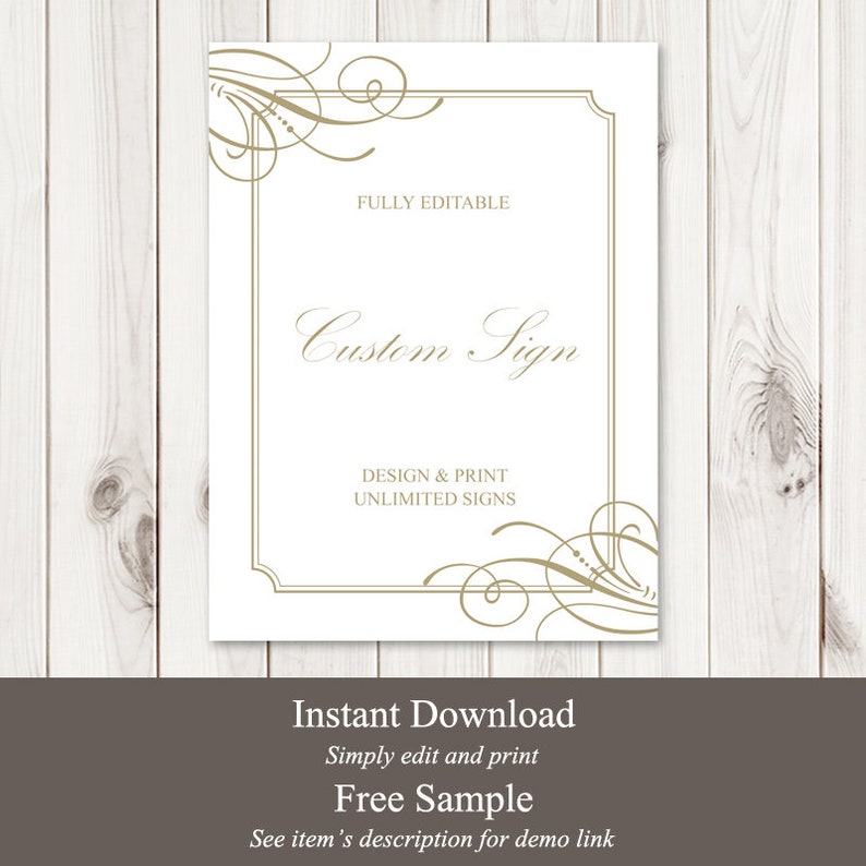 Welcome Poster Template classy Luxe Old Gold. DIY - Etsy