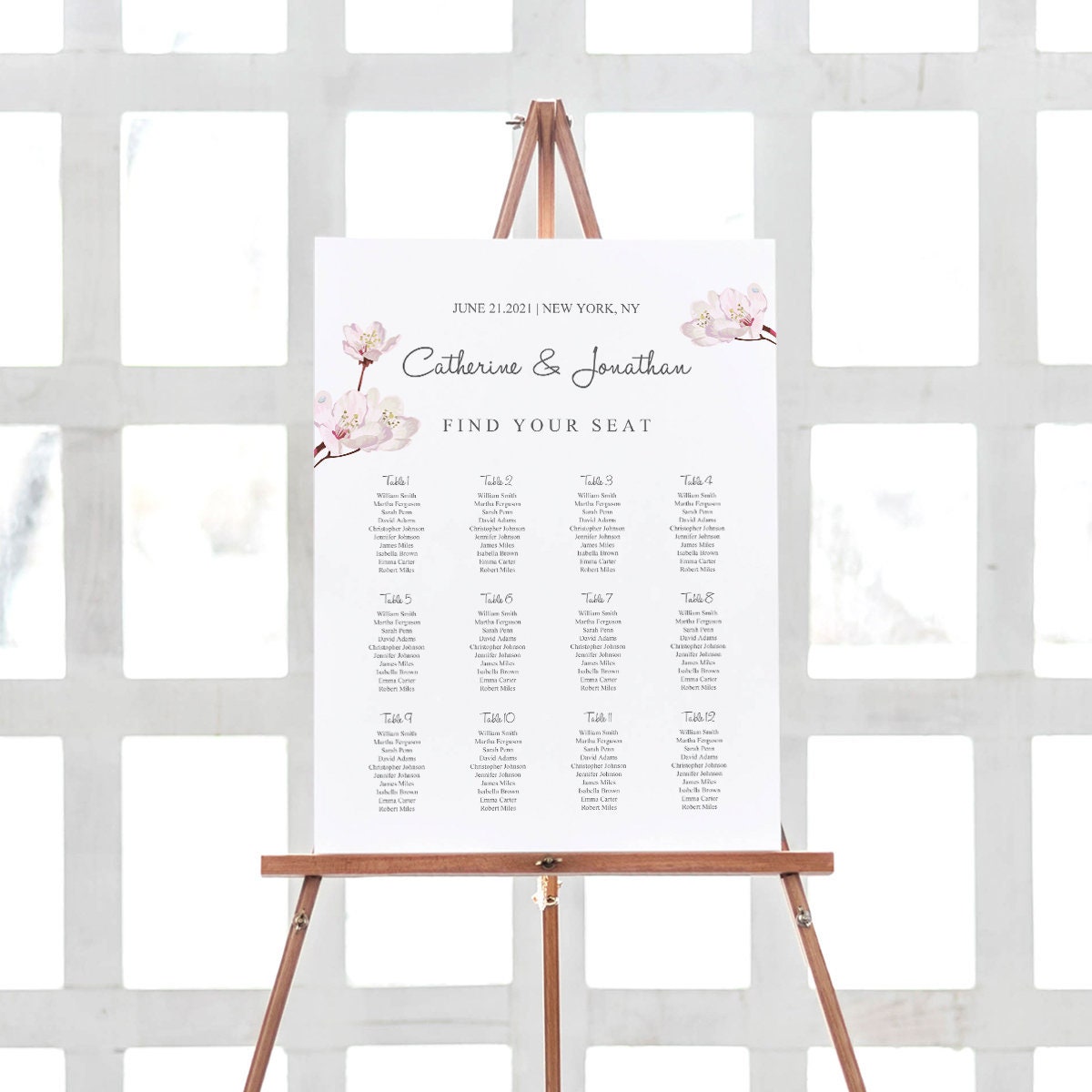 Spring Wedding Seating Chart Poster Template Cherry Blossom - Etsy