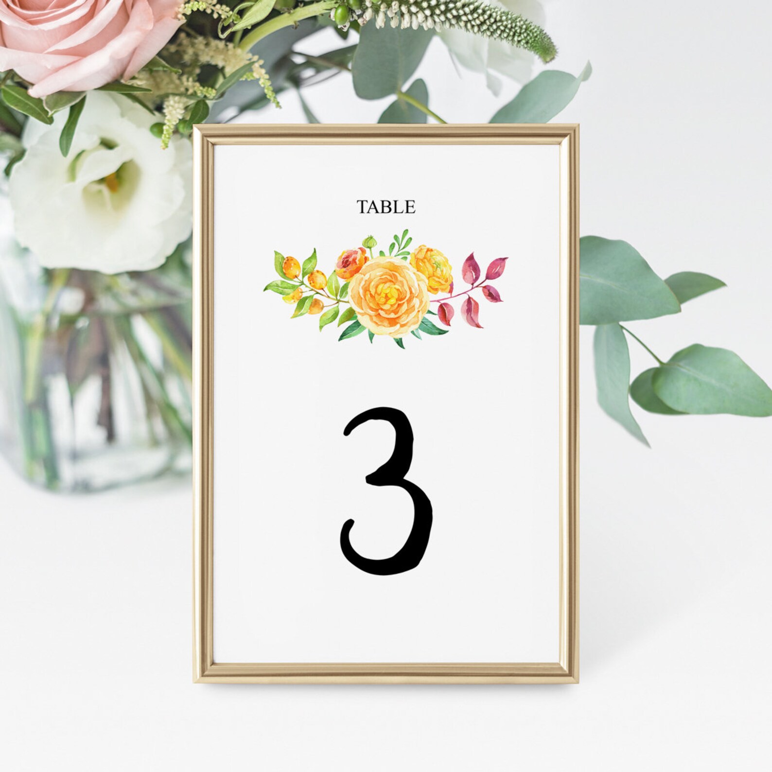 Watercolor Wedding Table Numbers Template summer - Etsy