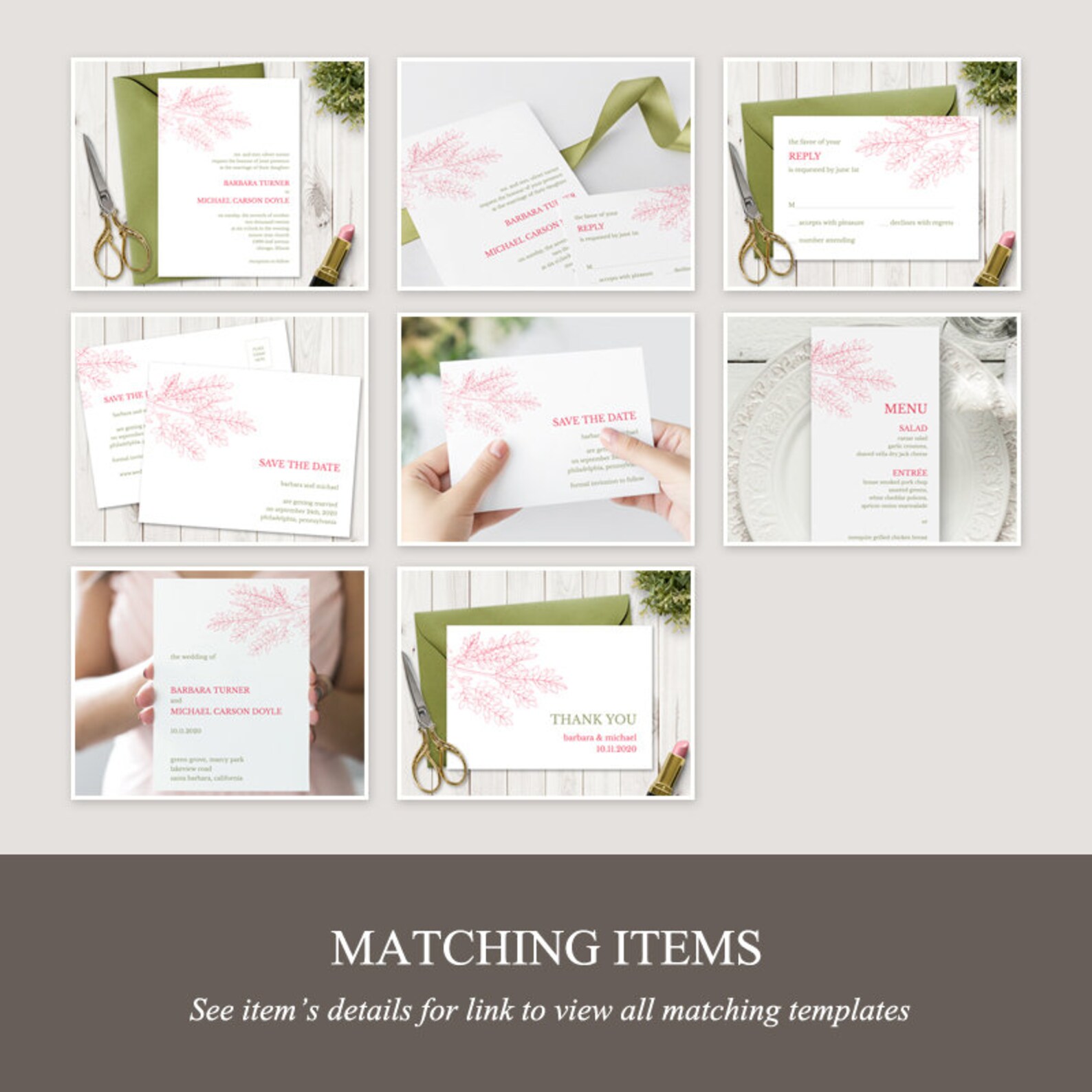 Spring Wedding Invitation Printable Template leafy | Etsy