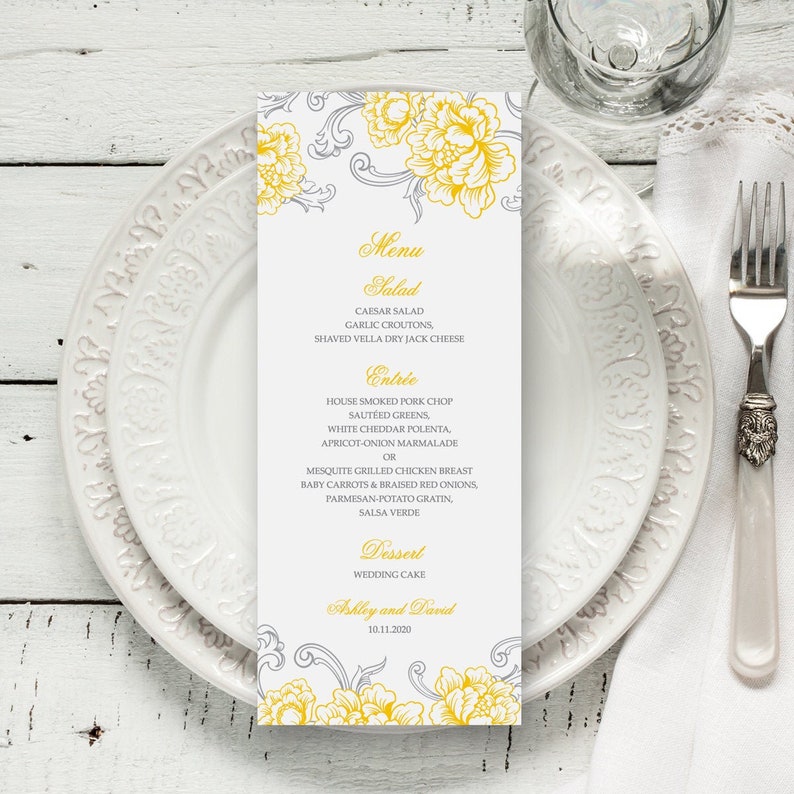 Elegant Wedding Menu Template exquisite Florals - Etsy
