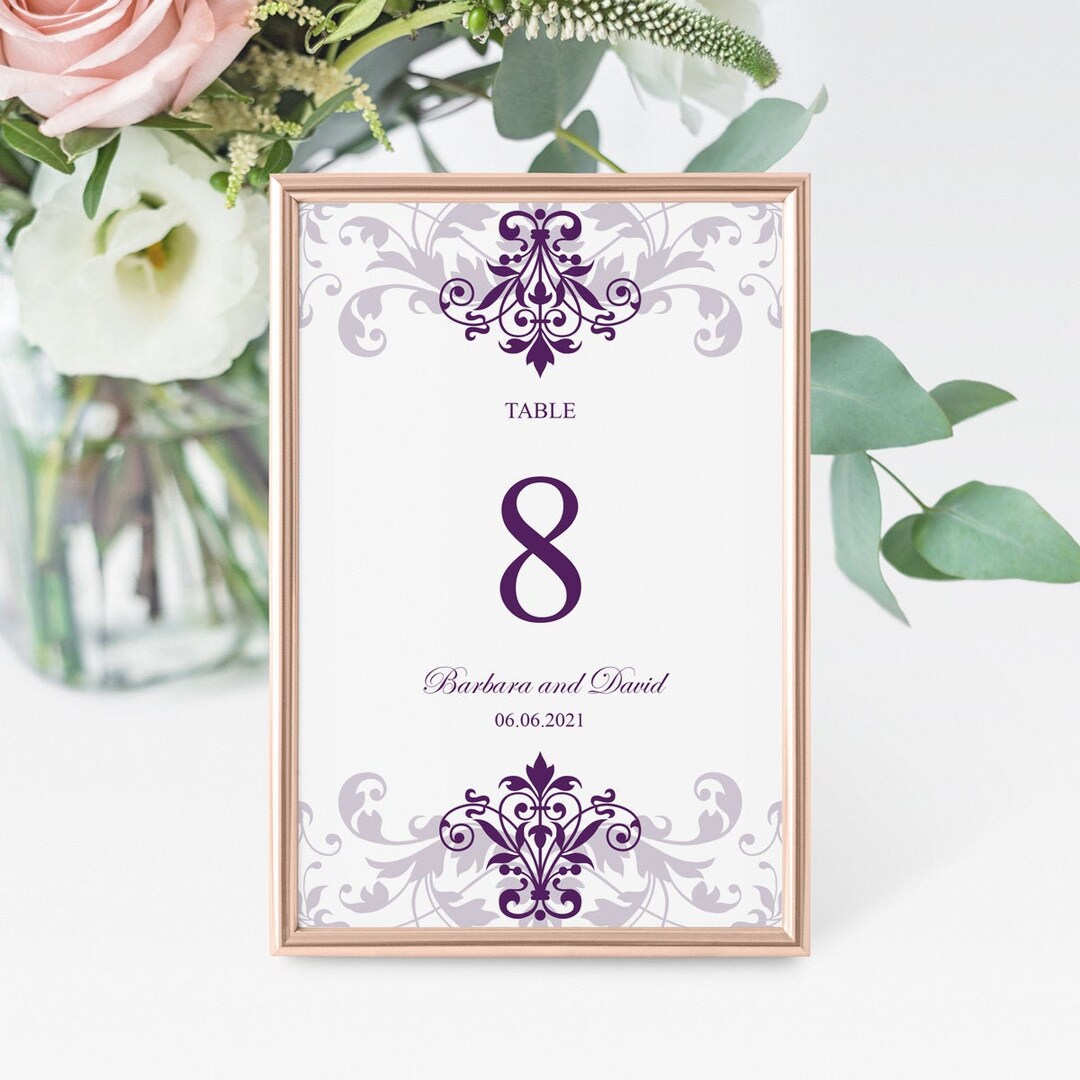 Classic Wedding Table Numbers Template elegant - Etsy